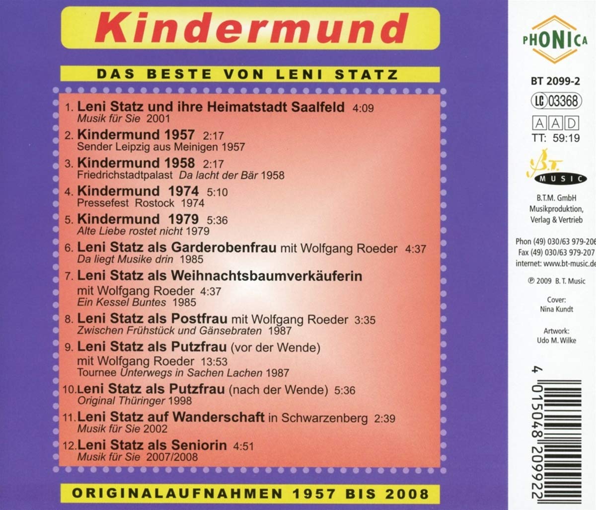 Das Beste von Leni Statz Originalaufnahmen 1957-2008 (Audio-CD) – Der ...